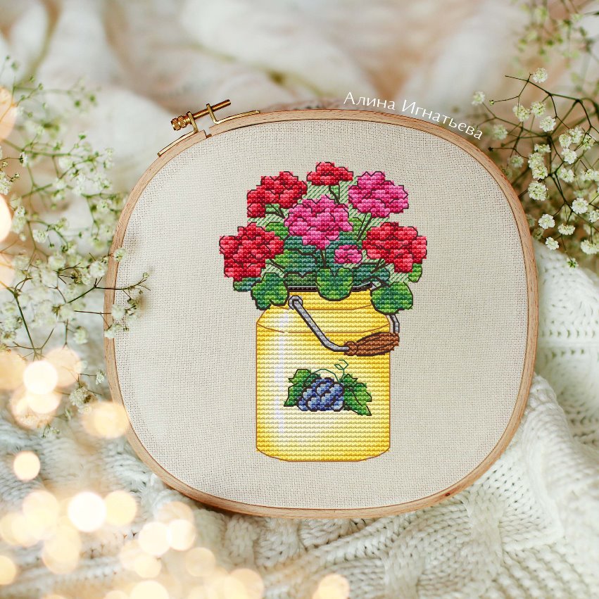 Geranium Cross Stitch Pattern Garden Cross Stitch Pattern Fl | Inspire ...