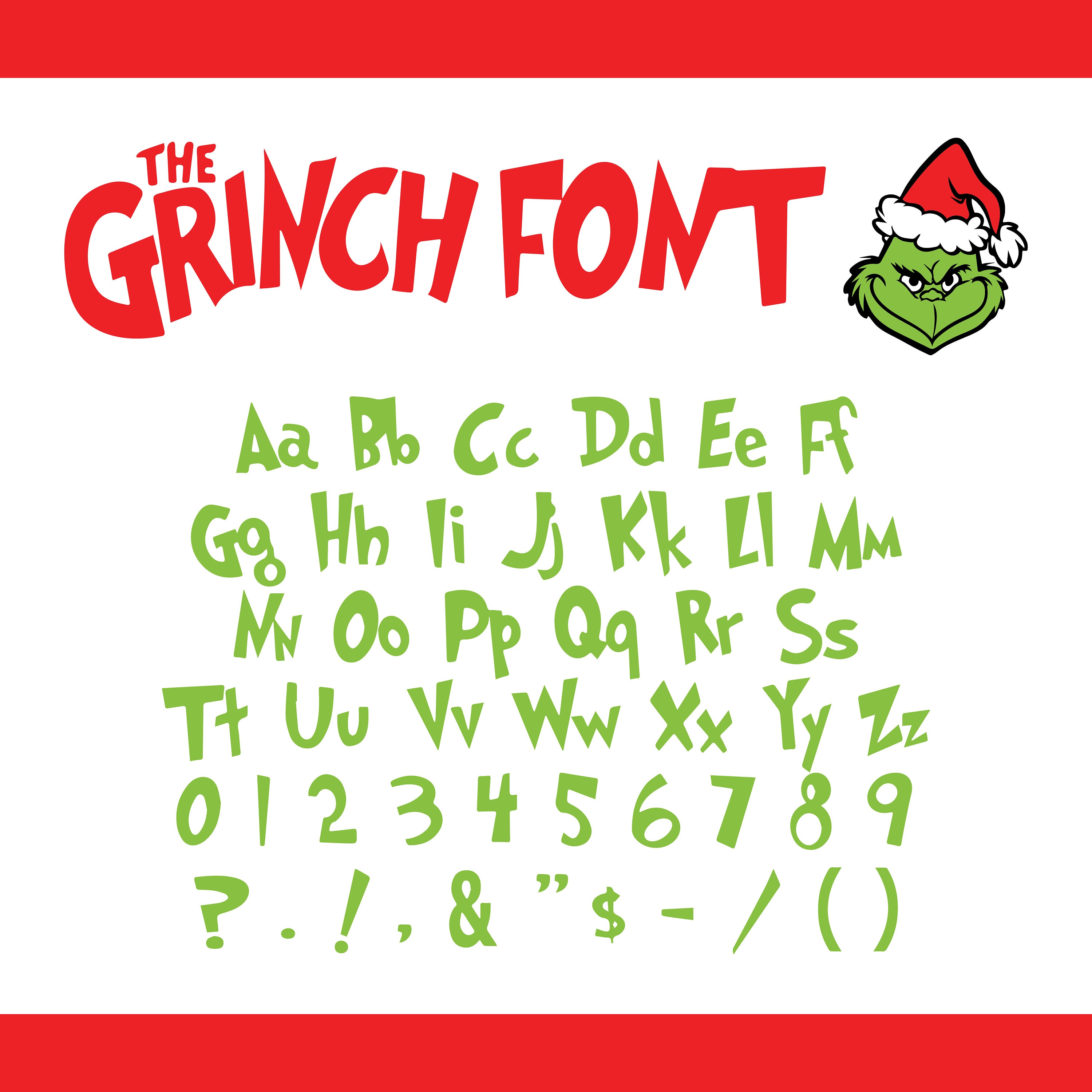Grinch Font SVG , Grinch Face Svg, Grinch Hand, Grinch Ornam | Inspire ...