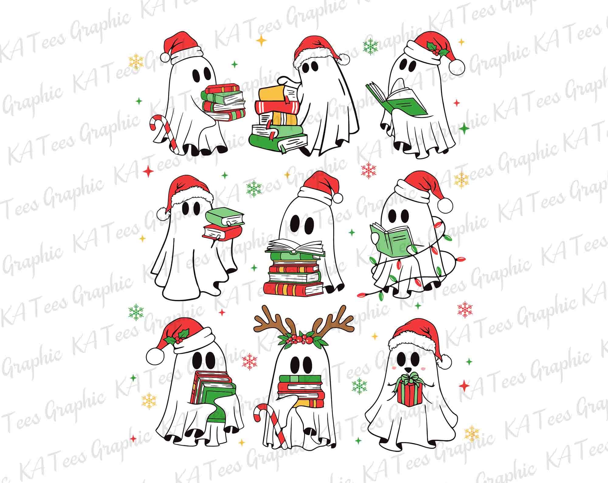 Christmas Ghost Book SVG, Cute Christmas Ghost Svg, Santa Gh - Inspire ...