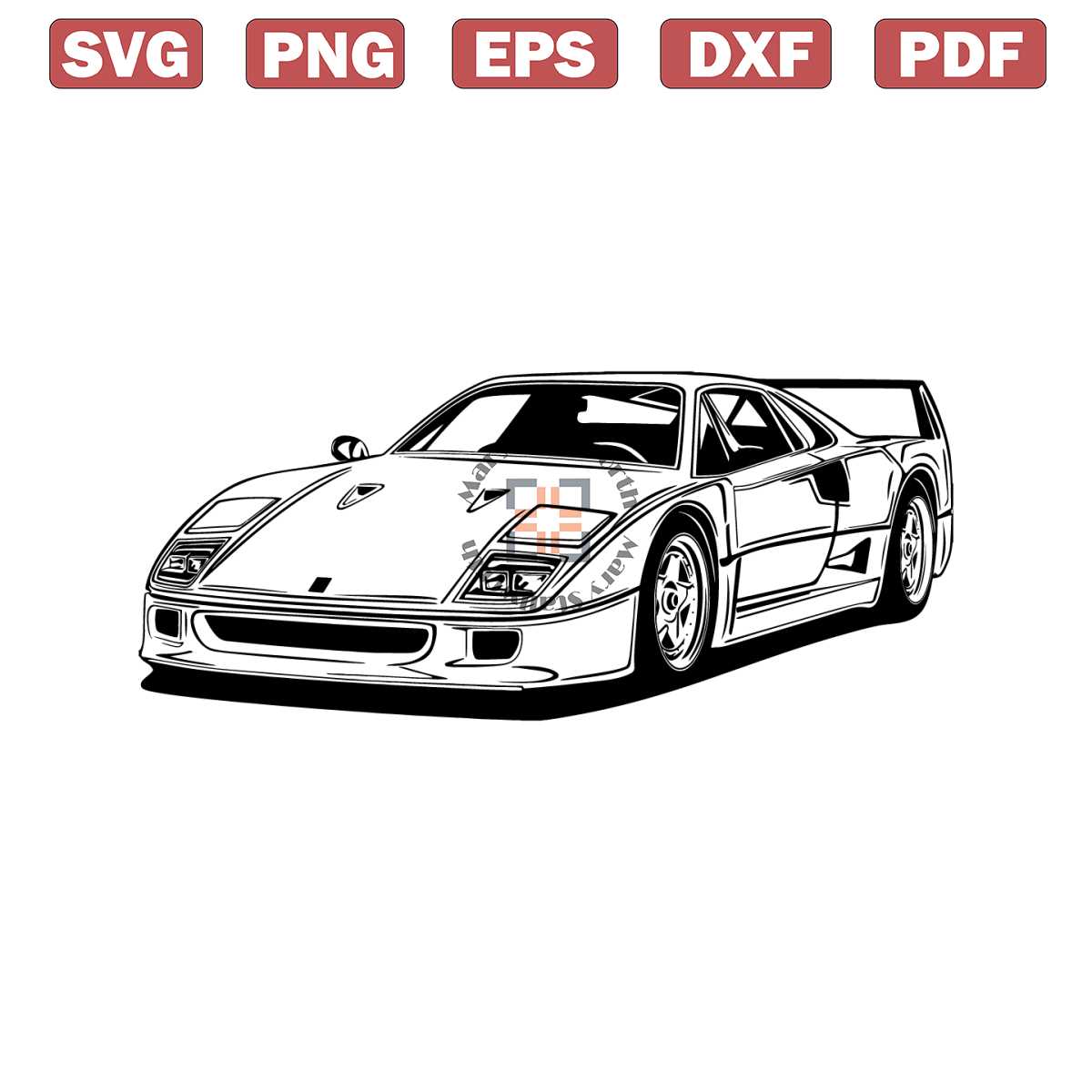 Ferrari F40 SVG, Ferrari F40 PNG, Vector art Illustration Dr | Inspire ...
