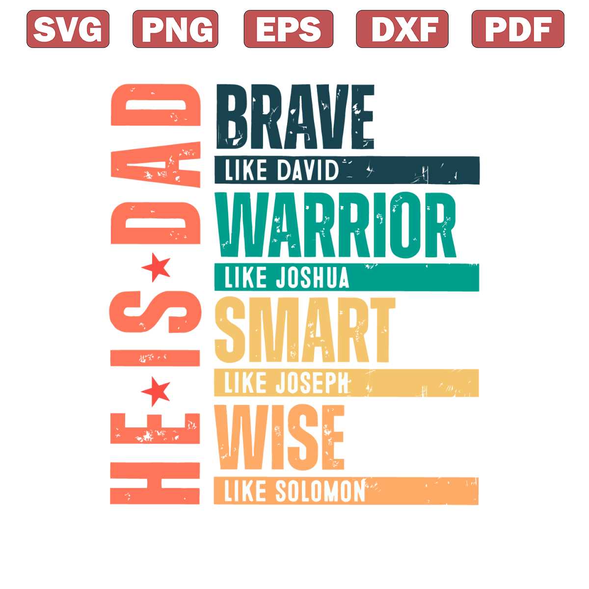 Retro He Is Dad Brave Like David SVG | Inspire Uplift