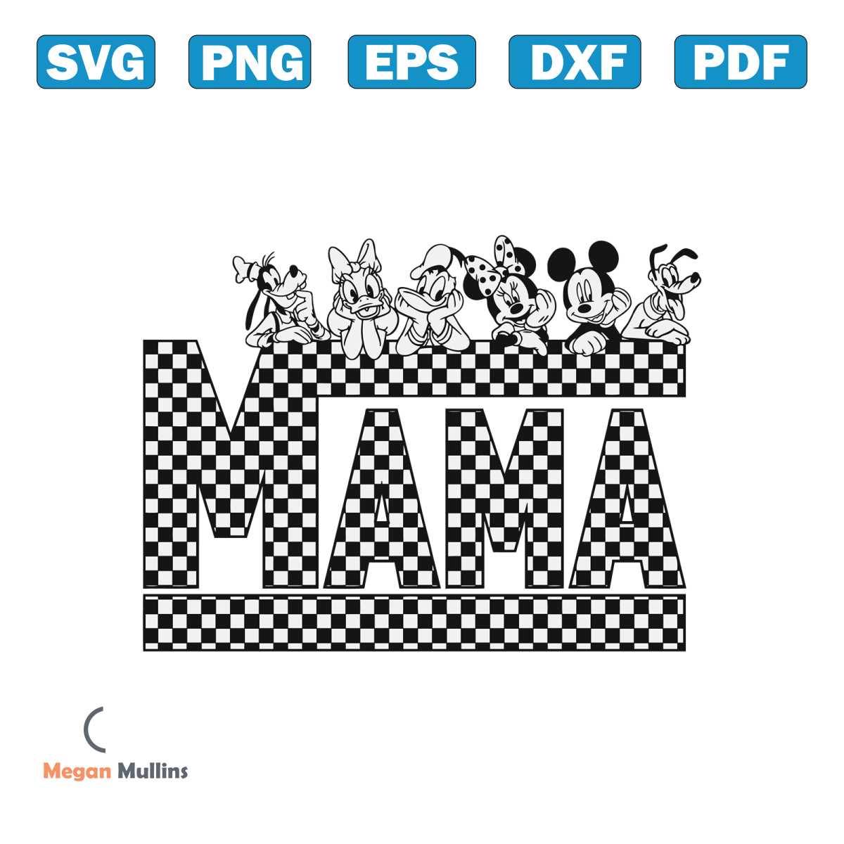 Vintage Mama Mickey Mouse and Friends Checkered SVG | Inspire Uplift