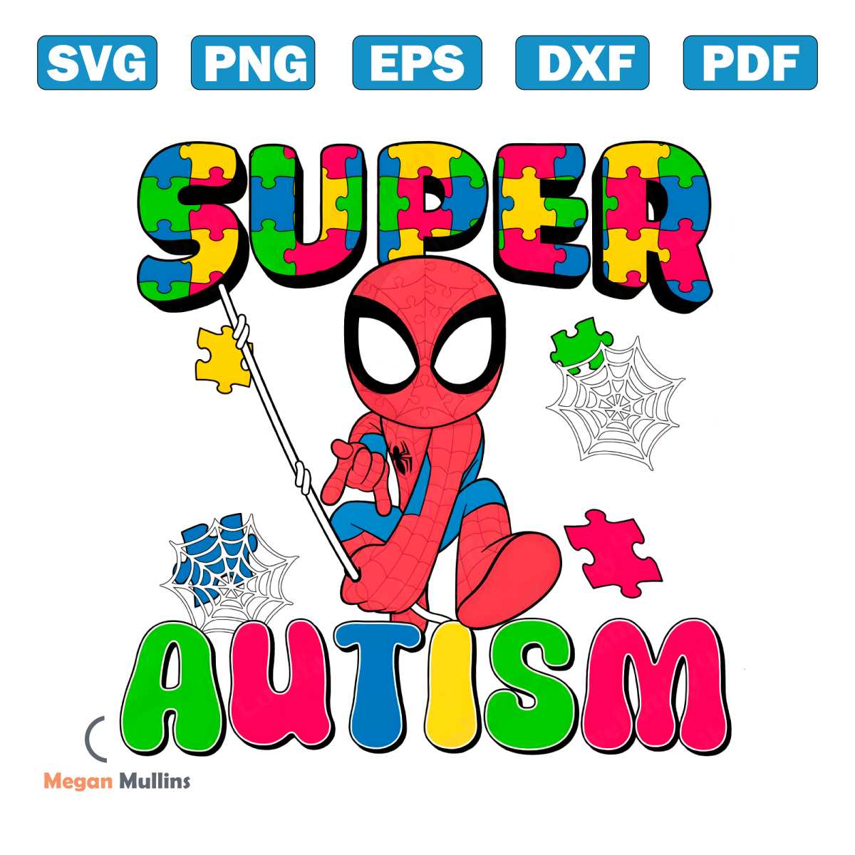 Spiderman Super Autism Puzzle Pieces PNG | Inspire Uplift