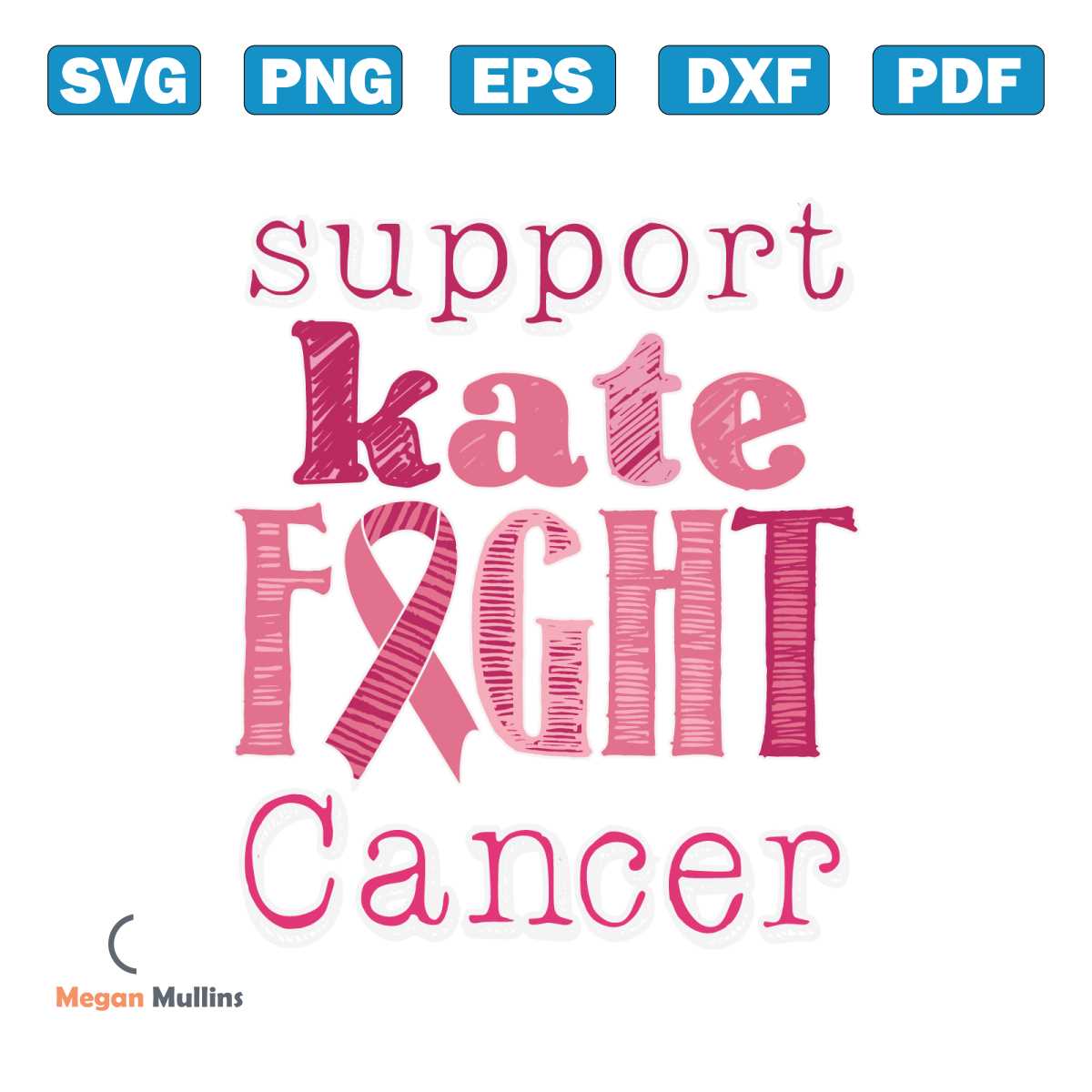 Retro Support Kate Fight Cancer Pink Ribbon SVG | Inspire Uplift