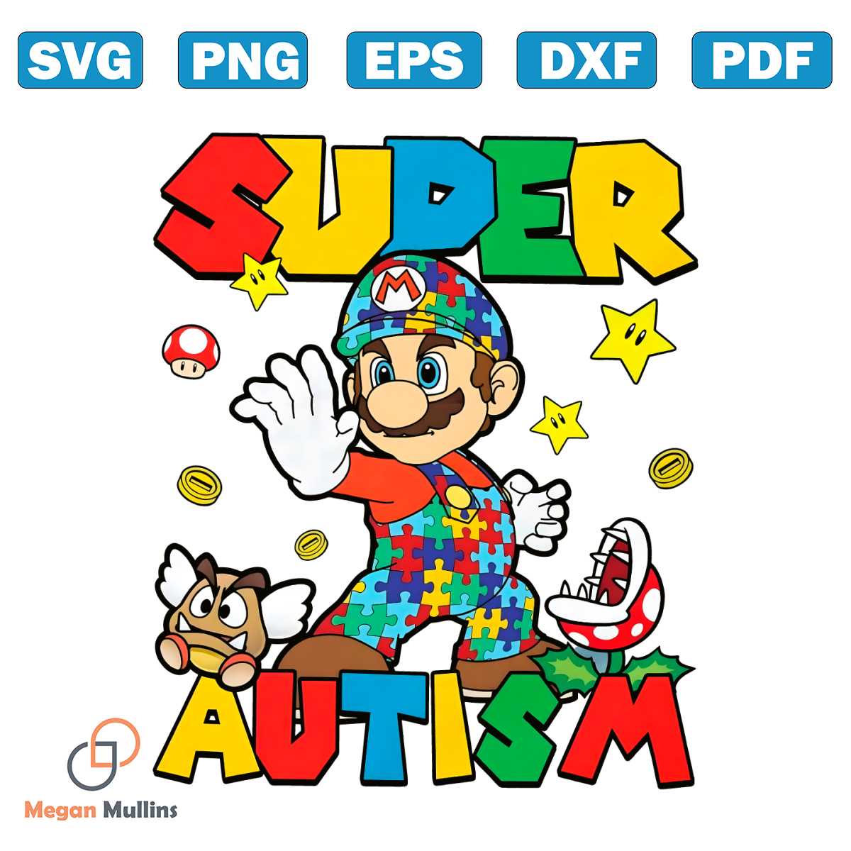 Retro Super Mario Super Autism PNG | Inspire Uplift