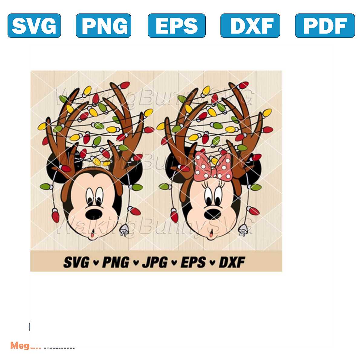 Mouse Reindeer Christmas Lights Svg Png, Layered Mouse Reind | Inspire ...