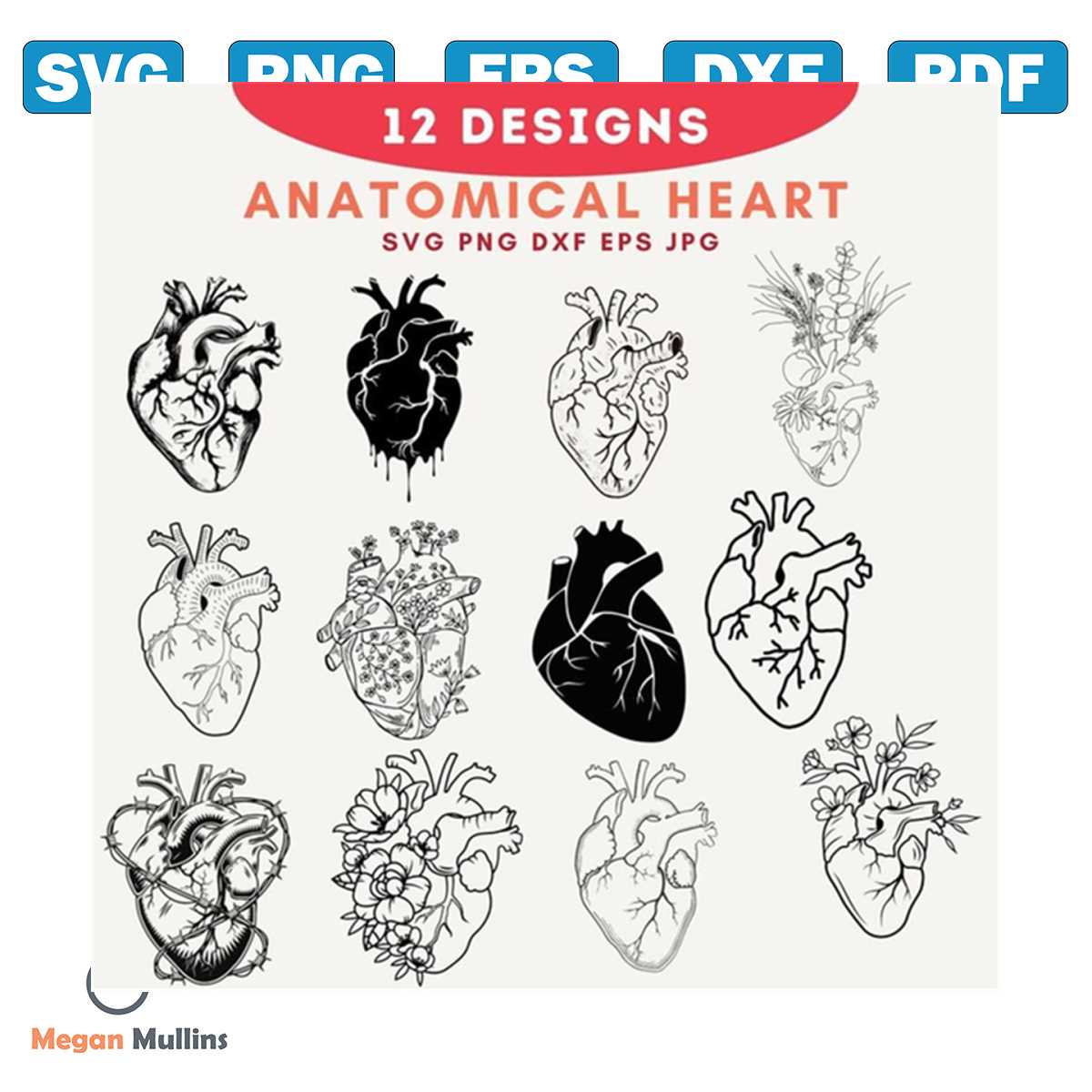 Anatomical Heart, Flower Heart Svg, cardiac svg, Cardiology | Inspire ...