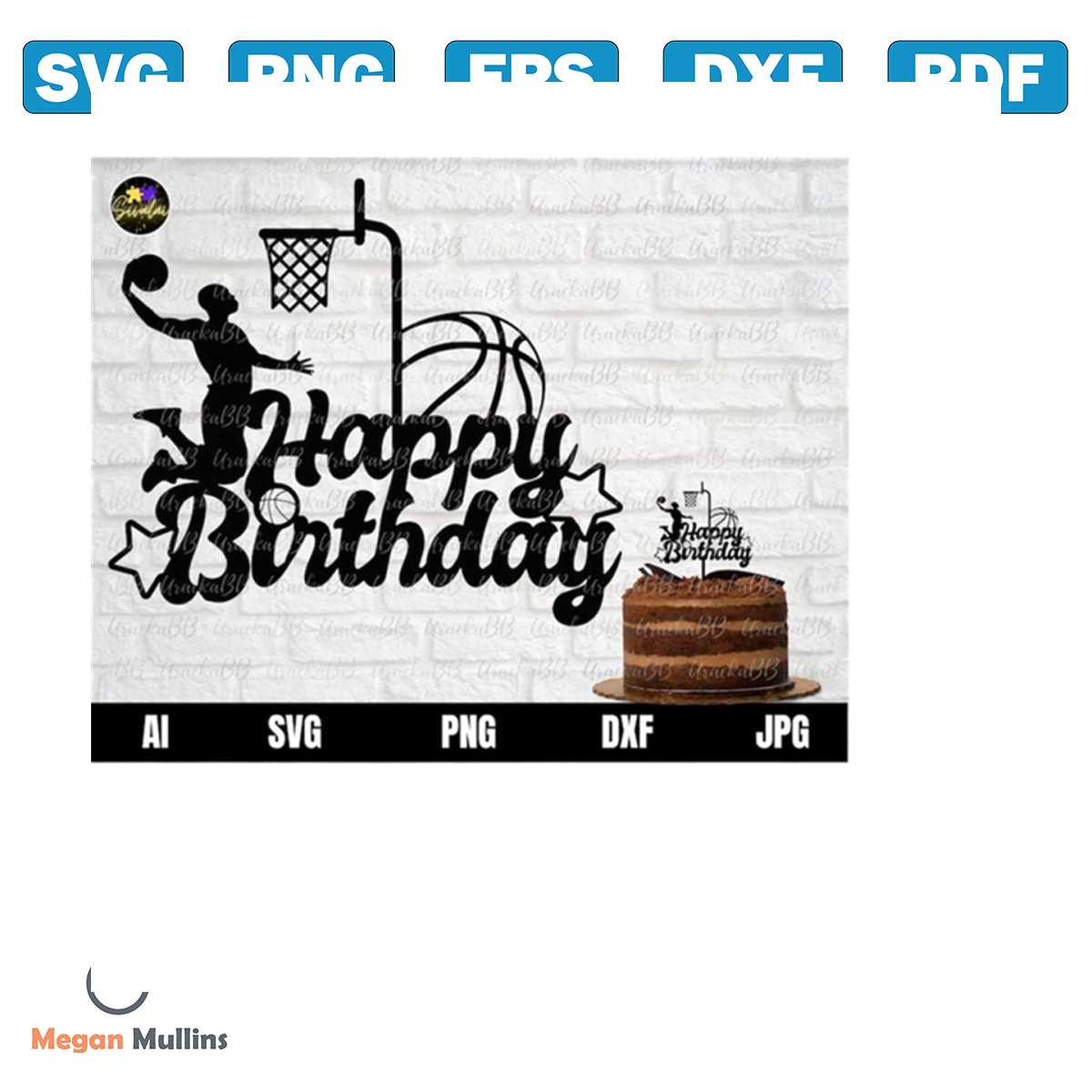 Basketball Birthday Cake topper SVG, Cake topper Happy Birth | Inspire ...