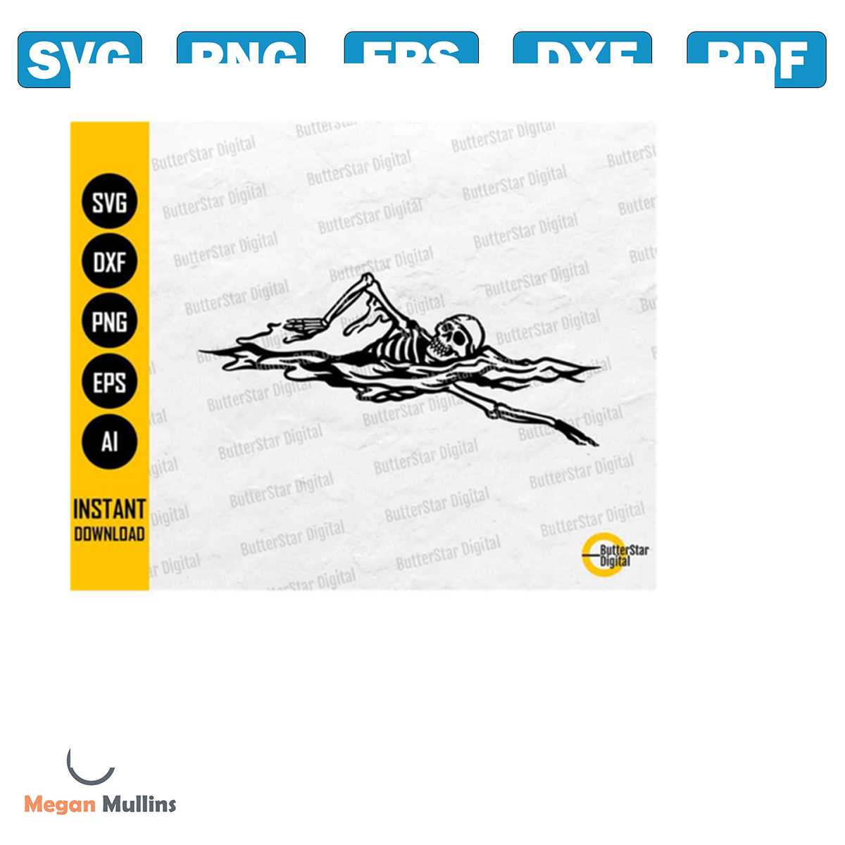 Swimming Skeleton SVG | Swimmer SVG | Ocean Pool Dive Diver | Inspire ...