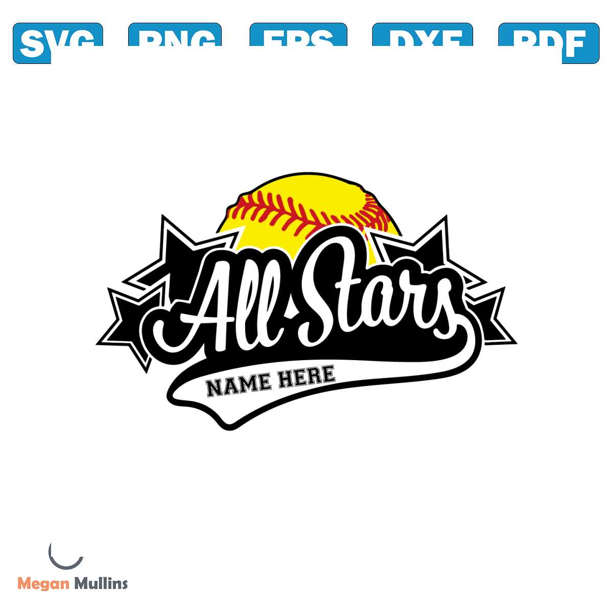 All Stars svg, Softball Svg, template, emblem, softball team | Inspire ...