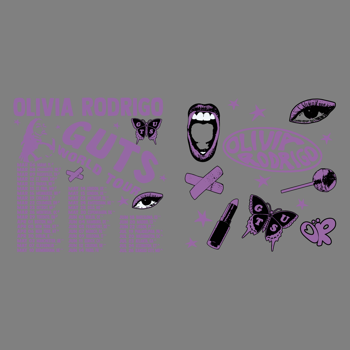 Olivia Rodrigo Guts World Tour 2024 Timeline SVG | Inspire Uplift