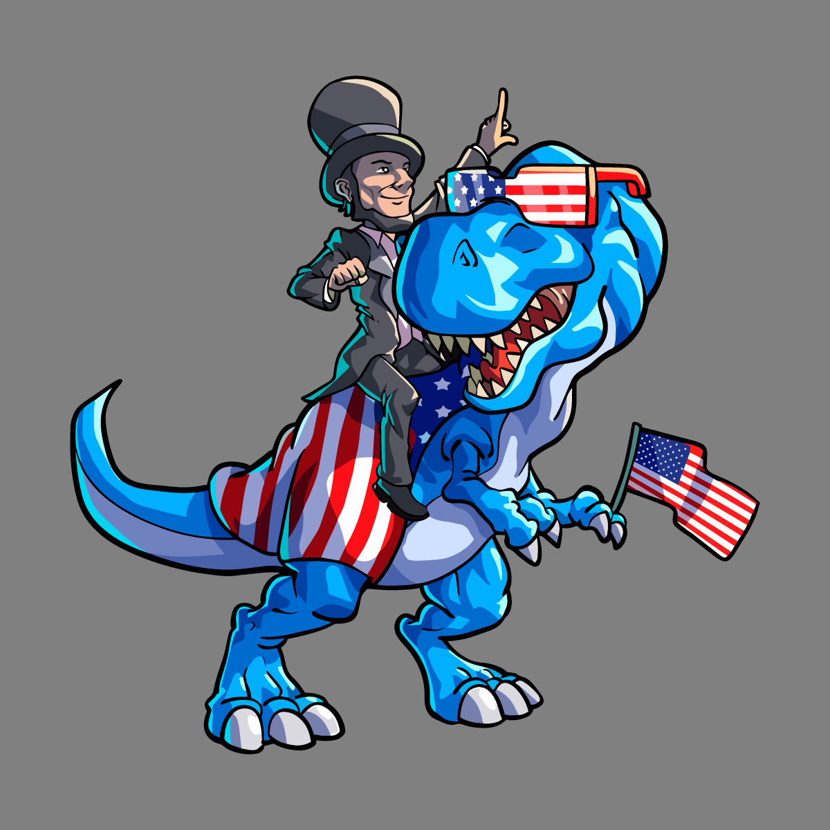 Patriotic Abraham Lincoln Riding T-Rex Dino 4th Of July PNG | Inspire ...