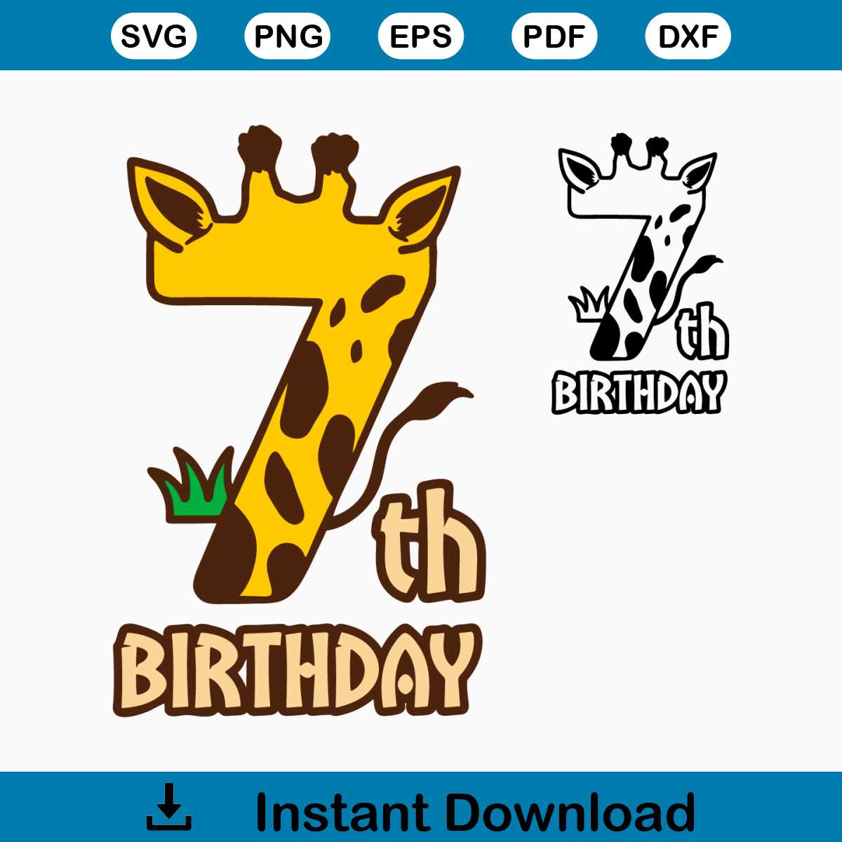 Birthday giraffe svg, 7th Birthday svg, Giraffe Number 7, nu | Inspire ...