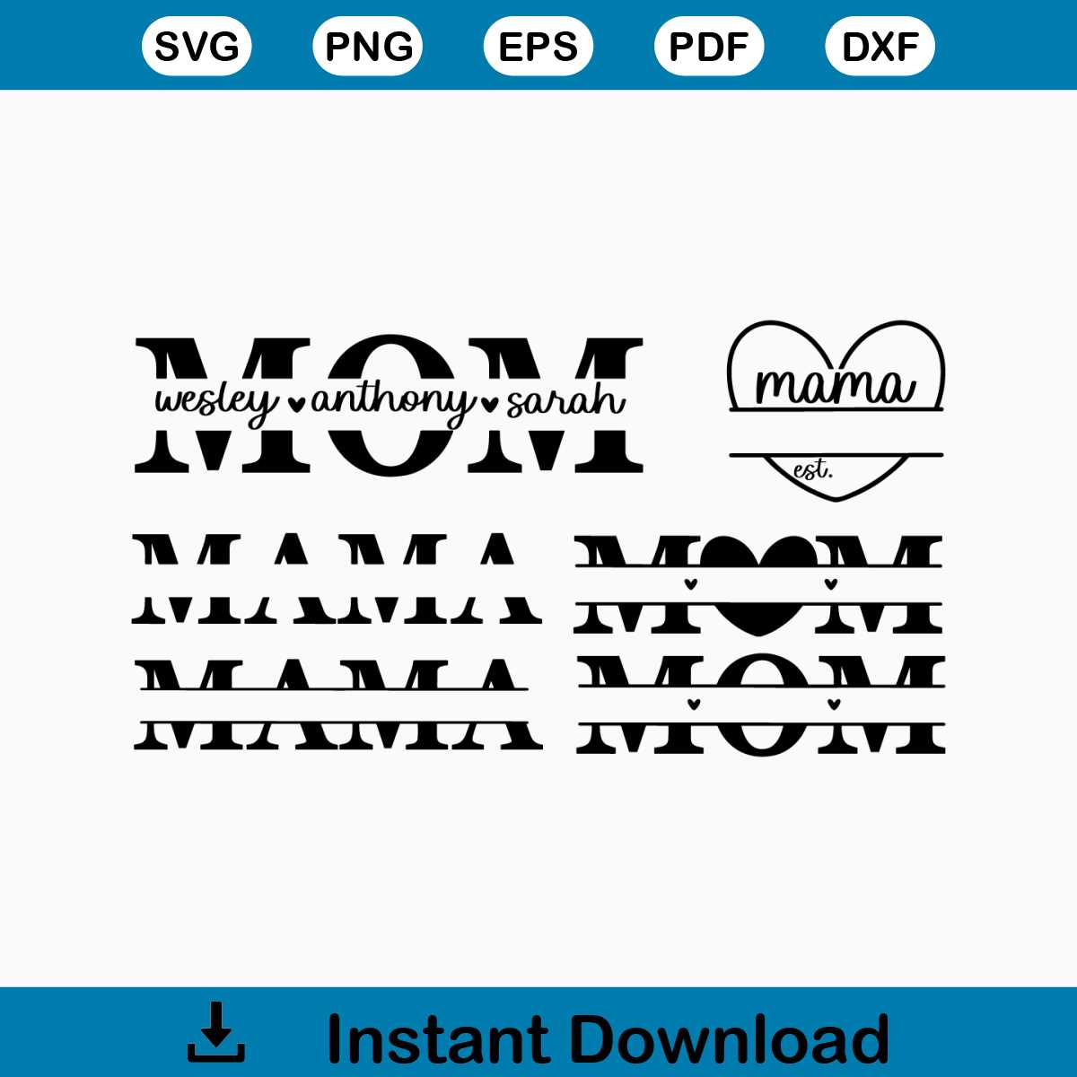 Mom svg, mama svg, mom monogram svg, mothers day svg, split | Inspire ...
