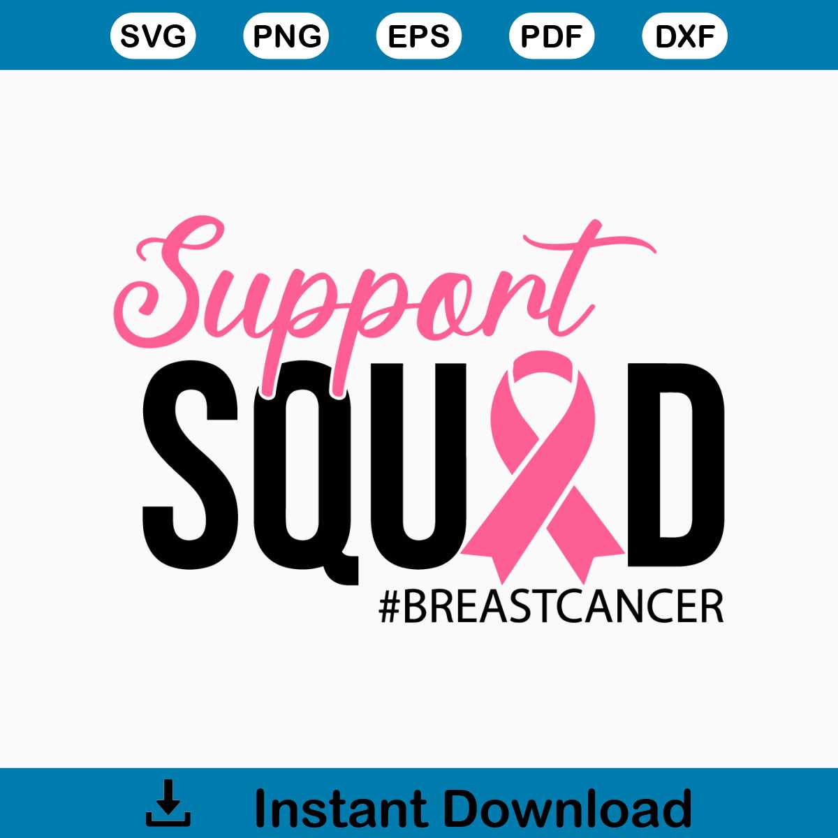 Support Squad Breast Cancer Warrior Svg Png, Pink Ribbon Svg | Inspire ...