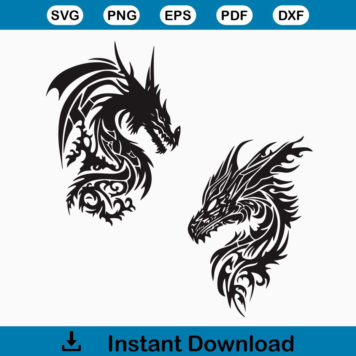 Dragons SVG Bundle, Tribal Dragon SVG, Dragon Tattoo svg, Dr | Inspire ...