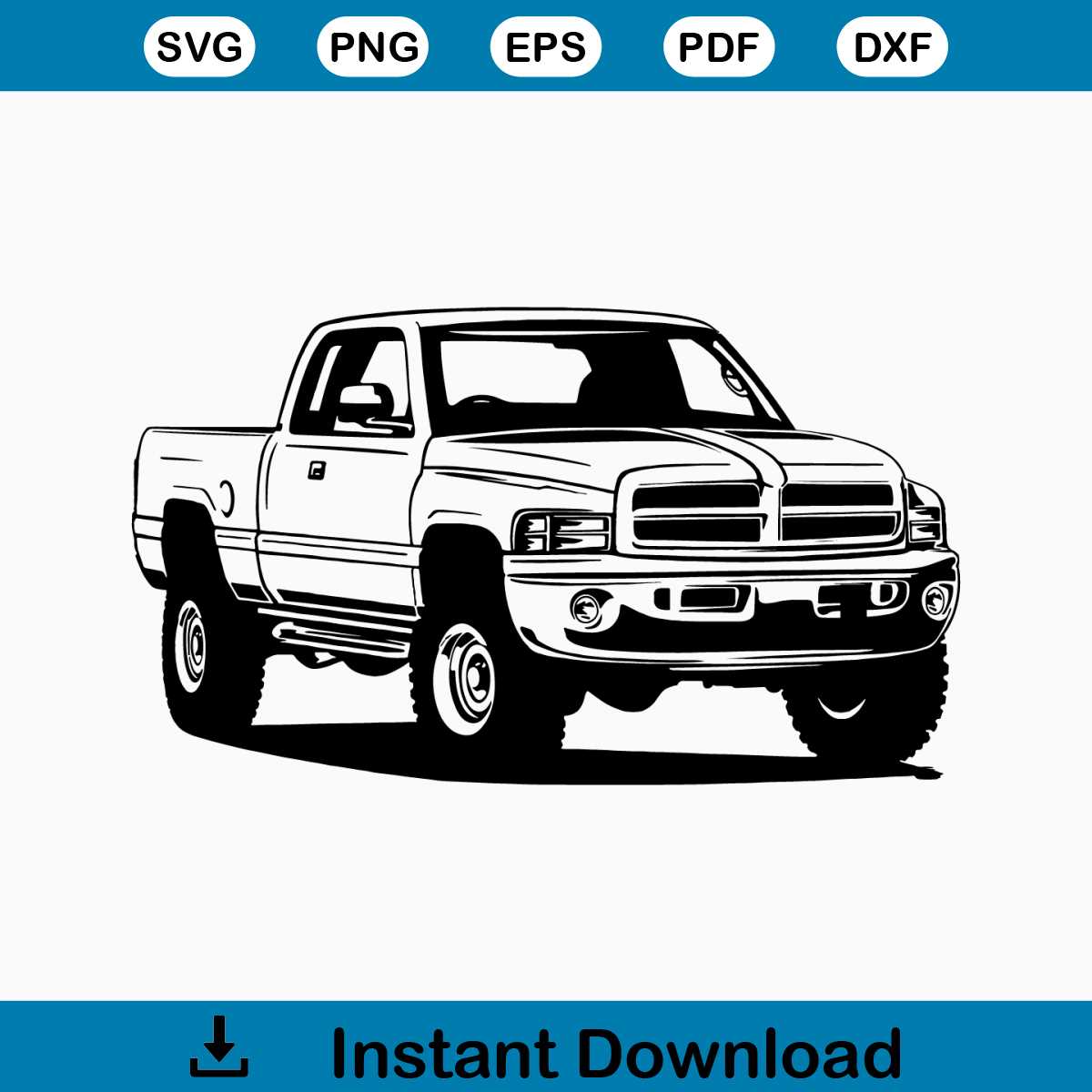 Dodge Ram American Pick up Truck PNG SVG, cut file, drawing | Inspire ...