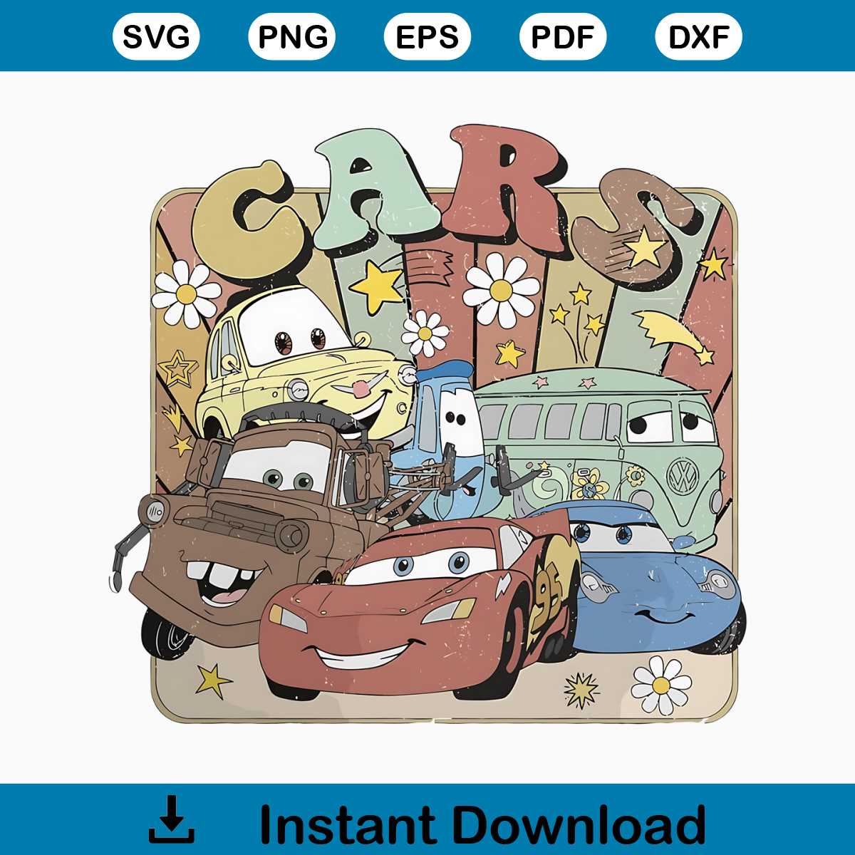 Retro Cars Png, Cars Png, Floral Cars Png, Lightning McQueen - Inspire ...