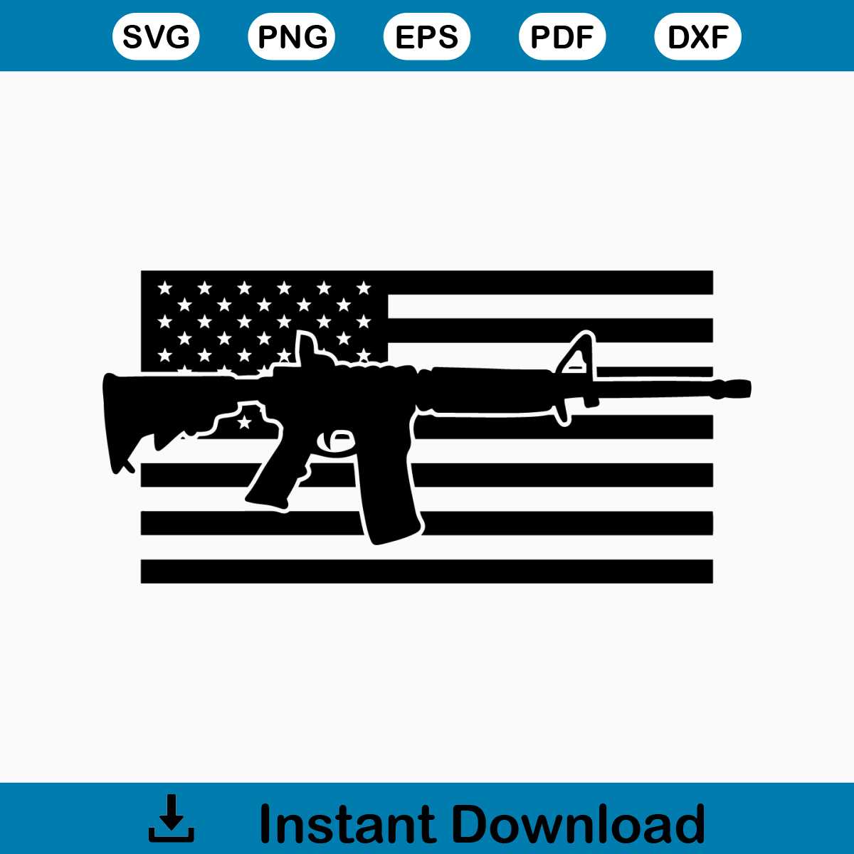 American Flag Svg, AR15 Rifle Svg, USA Flag, Weapon, Gun, Mi | Inspire ...