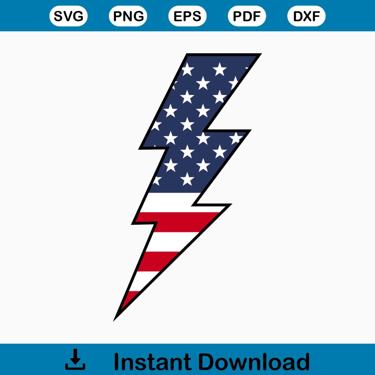 American Flag Lightning Bolt Svg, USA Flag Thunder Svg, 4th | Inspire ...