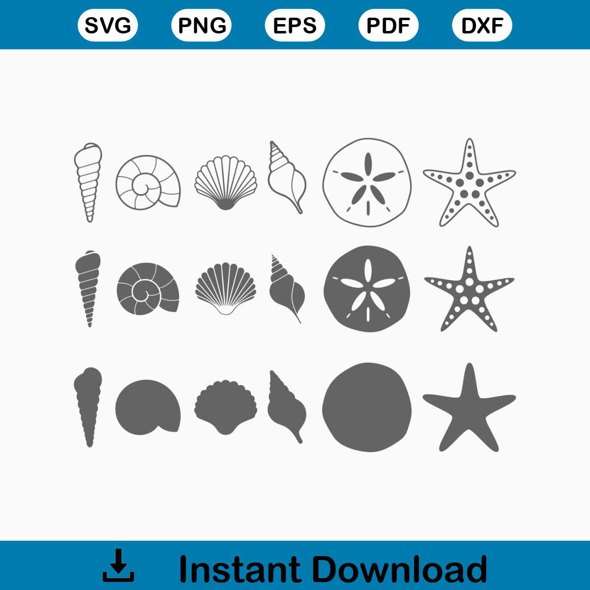 Seashells SVG. Cricut cut files. Layered files. Silhouette. | Inspire ...