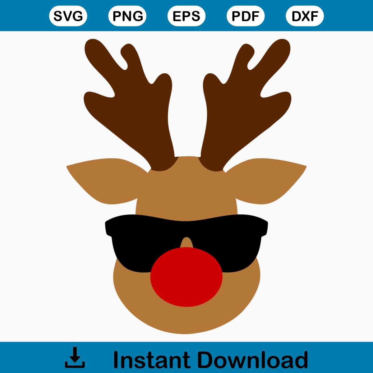 Cool Rudolph Svg, Red Nose Reindeer Sunglasses Svg, Cute Bab - Inspire ...