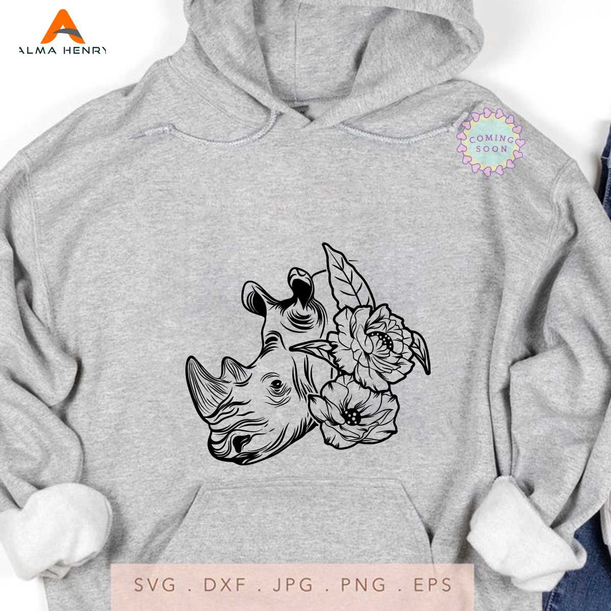 Floral Rhino SVG | Rhinoceros SVG | Animal Decal TShirt Grap | Inspire ...