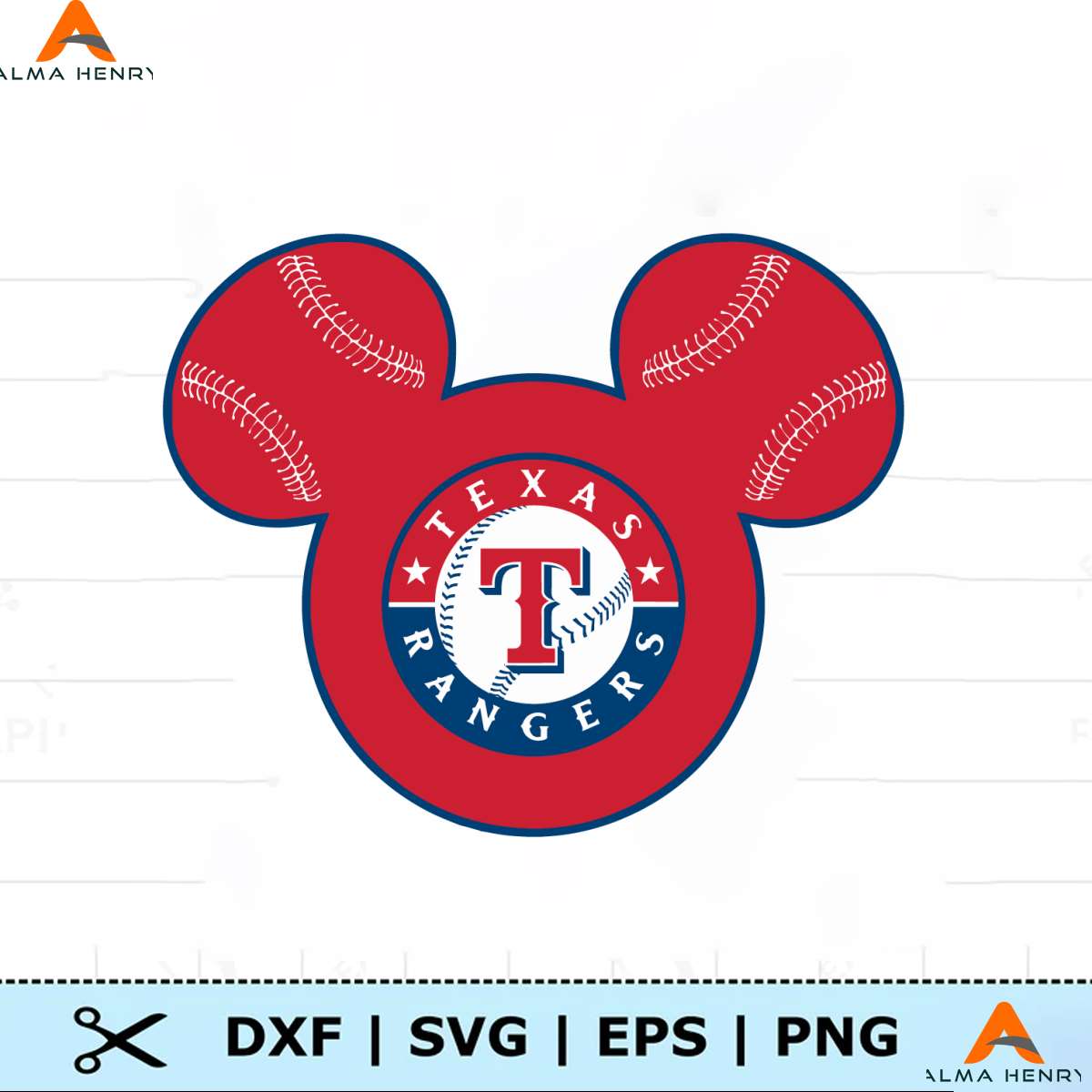 Mickey Mouse Head Texas Rangers SVG | Inspire Uplift