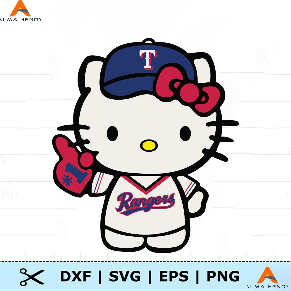 Hello Kitty Texas Rangers Baseball Team SVG | Inspire Uplift