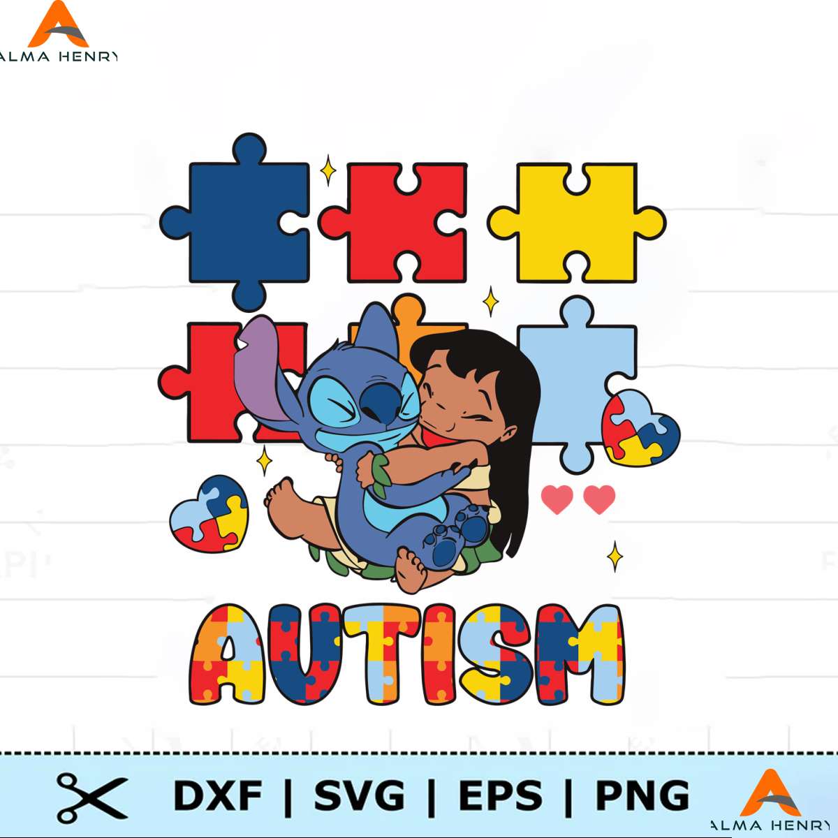 Disney Autism Lilo Holding Stitch Autism SVG | Inspire Uplift