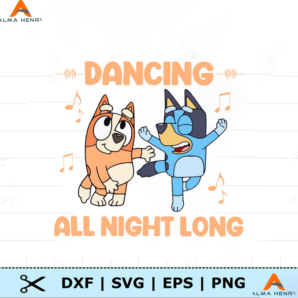 Bluey Bingo Dancing All Night Long SVG - Inspire Uplift
