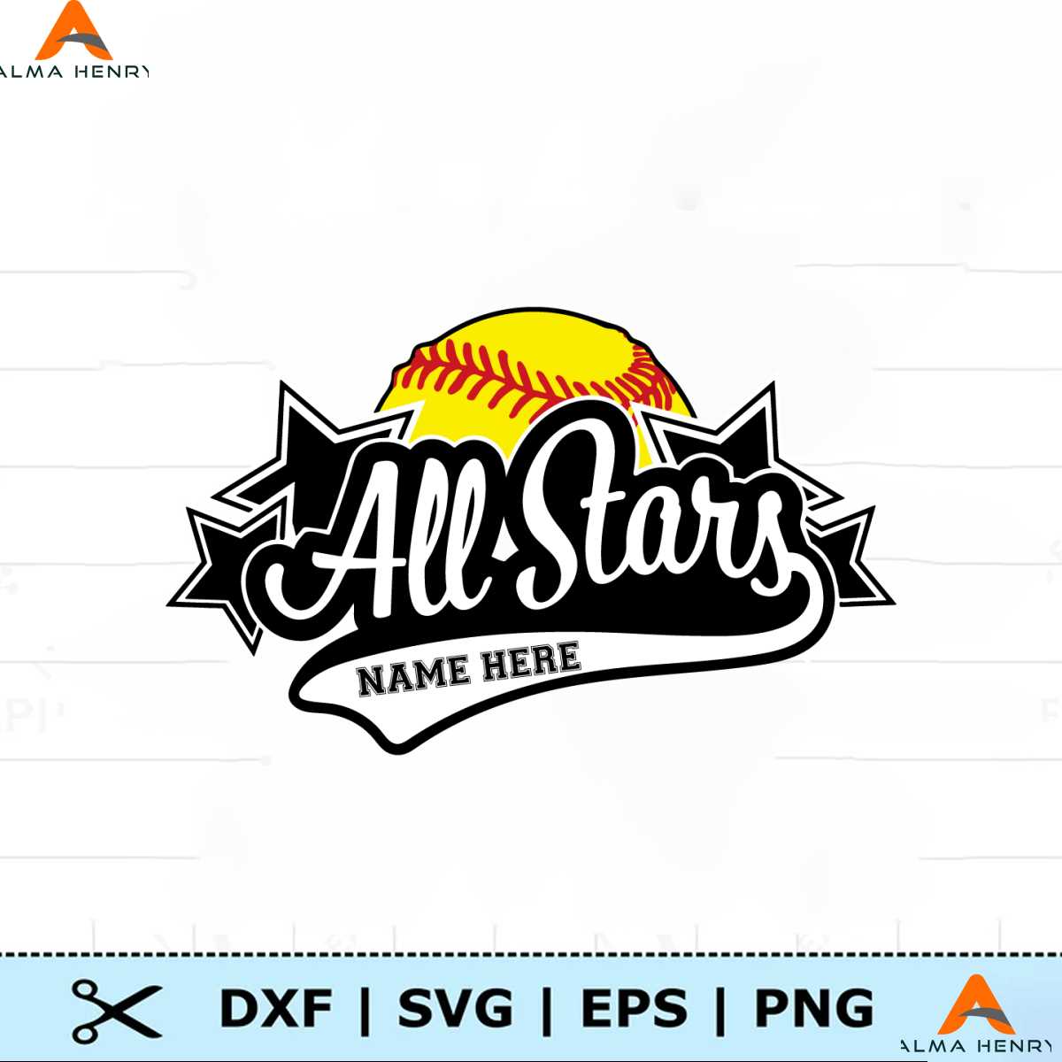 All Stars svg, Softball Svg, template, emblem, softball team | Inspire ...