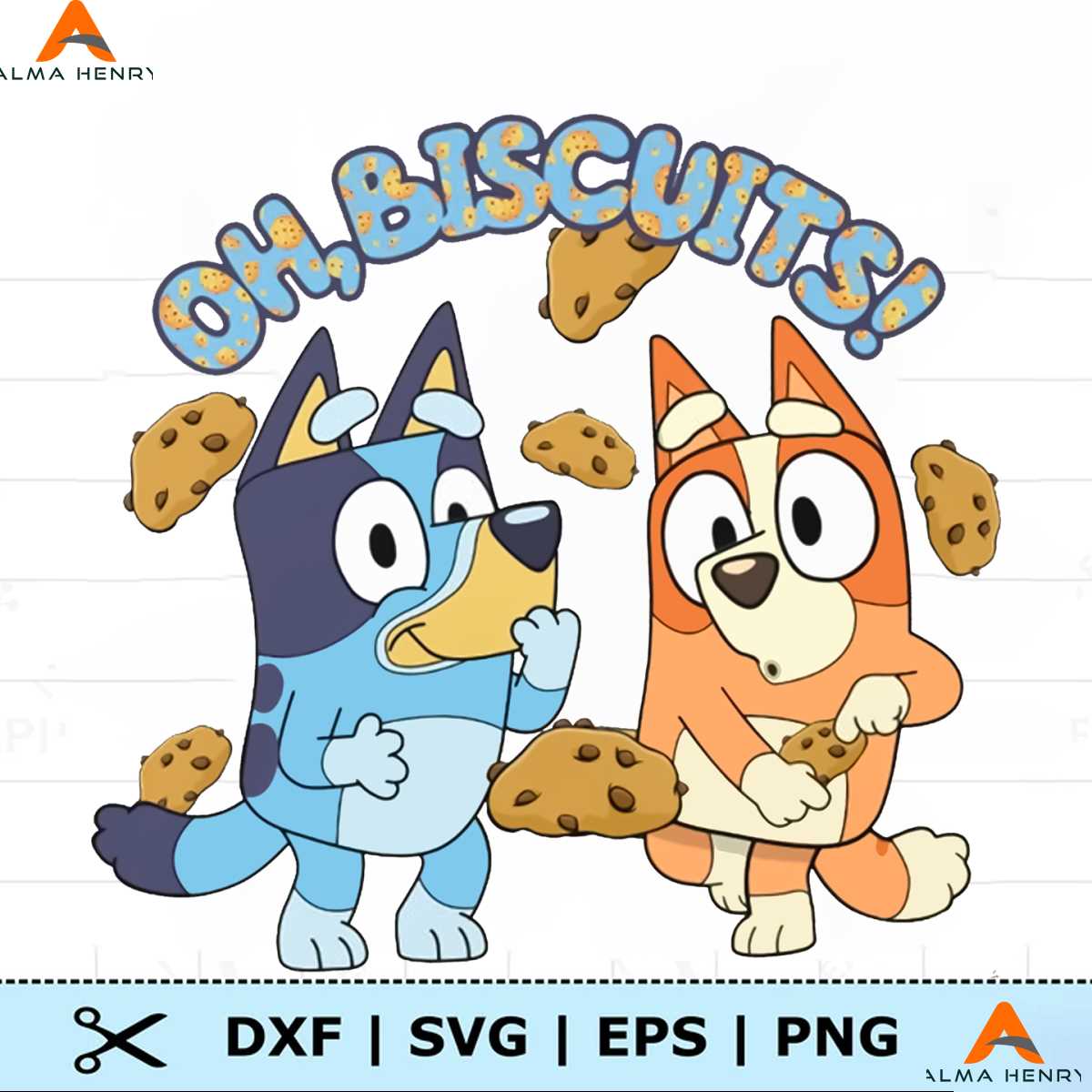 Oh Biscuits Bluey Bingo Cartoon PNG file | Inspire Uplift