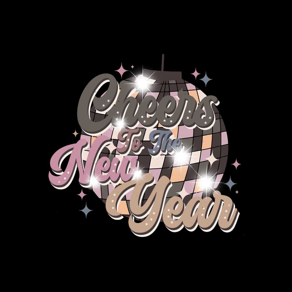 Cheers To The New Year Disco Ball PNG | Inspire Uplift