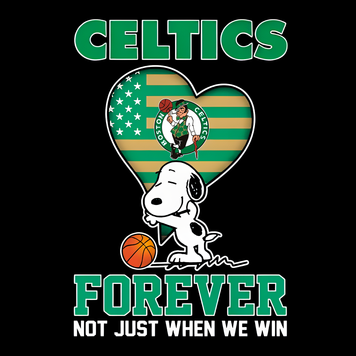 Snoopy Hug Heart Celtics Forever Not Just When We Win PNG | Inspire Uplift