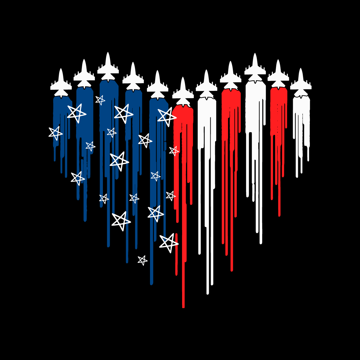 Fighter Jet Airplane American Flag Heart Svg | Inspire Uplift