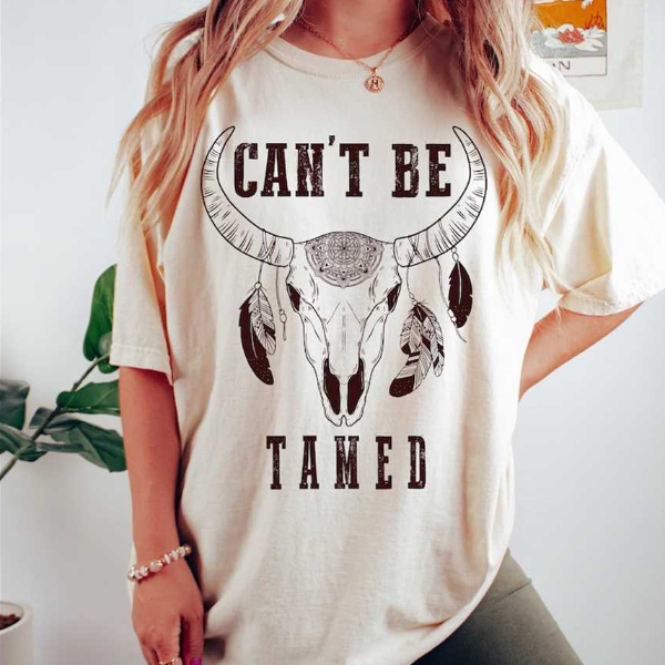 Can't Be Tamed Shirt,Retro Comfort Bull Head Shirt,Bull Skul | Inspire ...