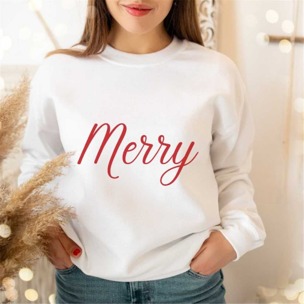 Merry Sweatshirt | Christmas Sweatshirt for Women | Merry Sw | Inspire ...