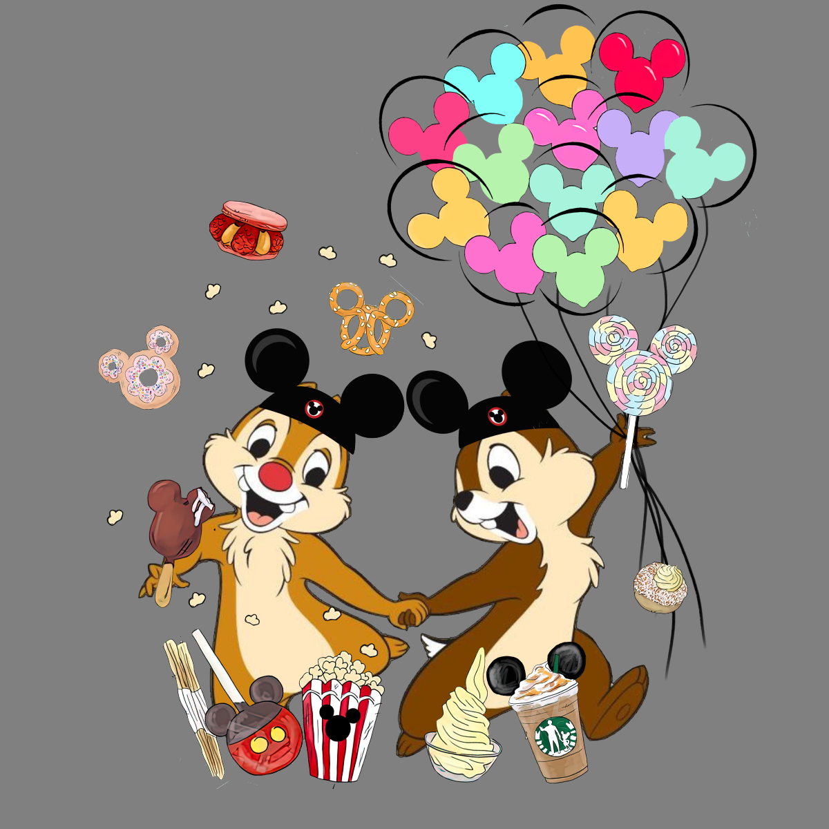 Chip and Dale Mickey Ears Disney Snack Party PNG | Inspire Uplift