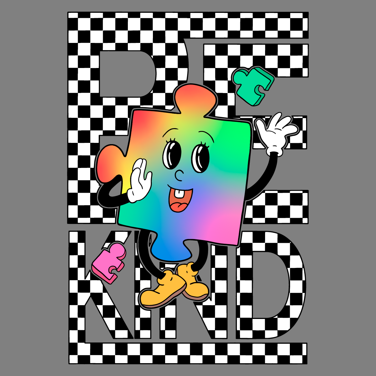 Checkered Be Kind Puzzle Pieces SVG Digital Download Files - Inspire Uplift