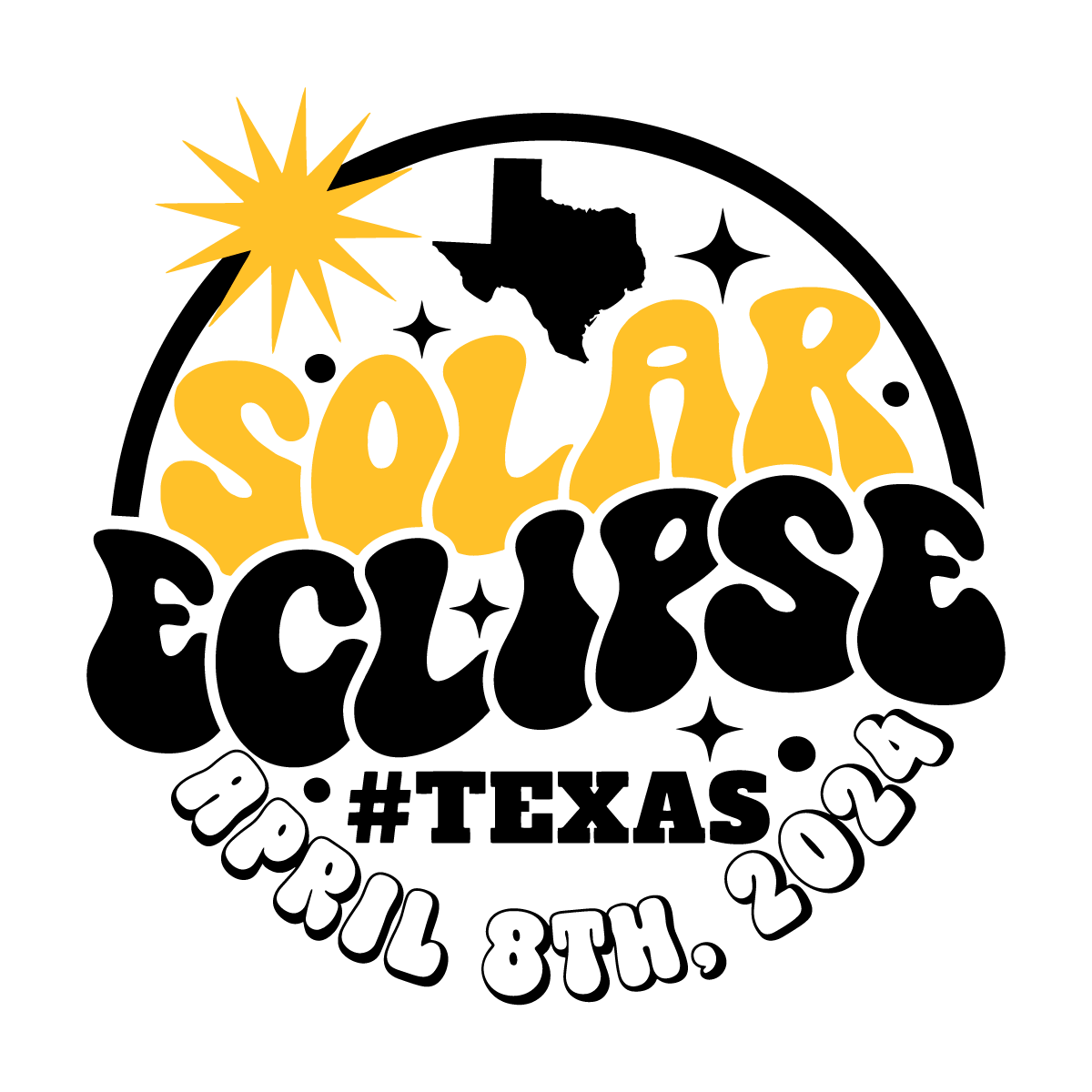 Retro Solar Eclipse Texas April 2024 SVG | Inspire Uplift