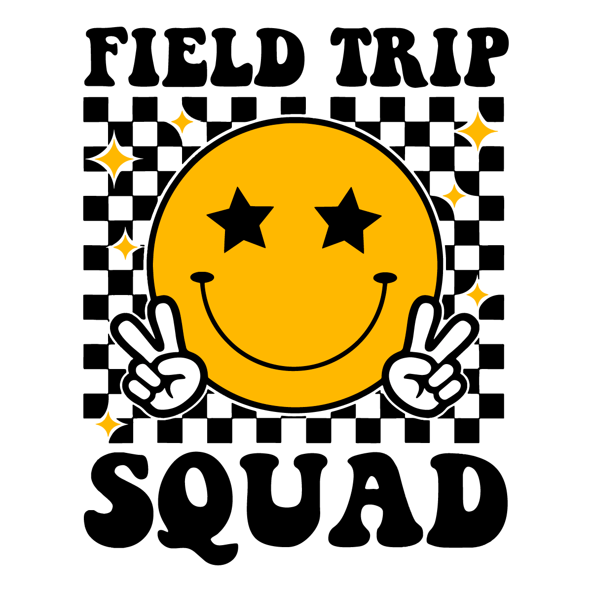 Checkered Field Trip Squad Smiley Face SVG | Inspire Uplift