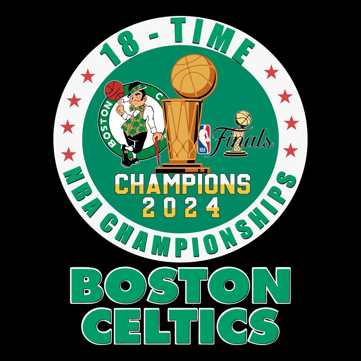 Boston Celtics 18 Time NBA Championships 2024 SVG - Inspire Uplift
