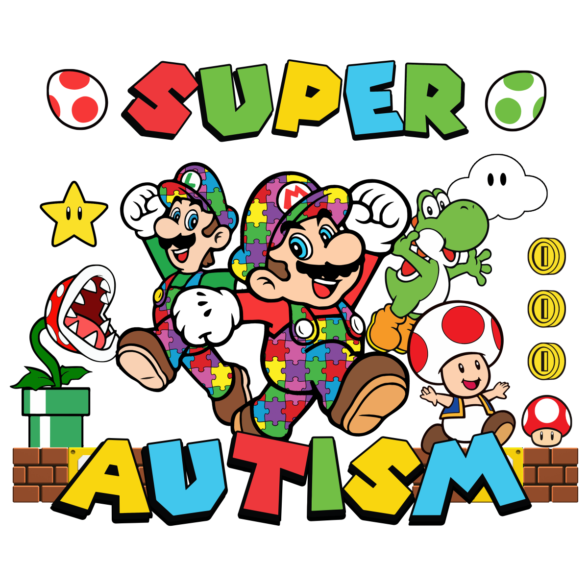 Funny Super Autism Super Mario PNG Digital Download Files - Inspire Uplift