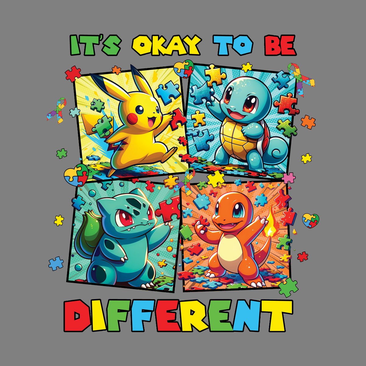 Autism Awareness Cartoon Pikachu Friends PNG | Inspire Uplift
