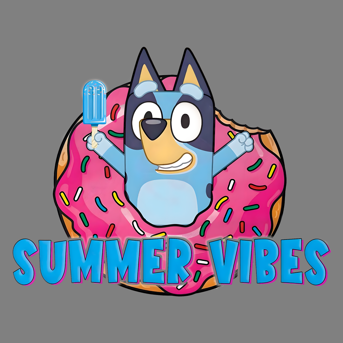Funny Summer Vibes Bluey Donut PNG Digital Download Files - Inspire Uplift