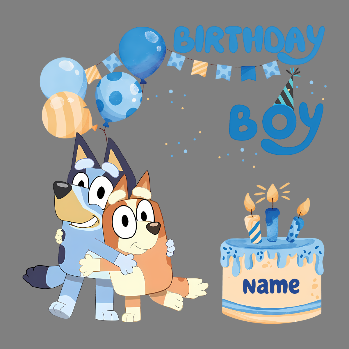 Custom Birthday Boy Bluey Cartoon PNG Digital Download Files | Inspire ...