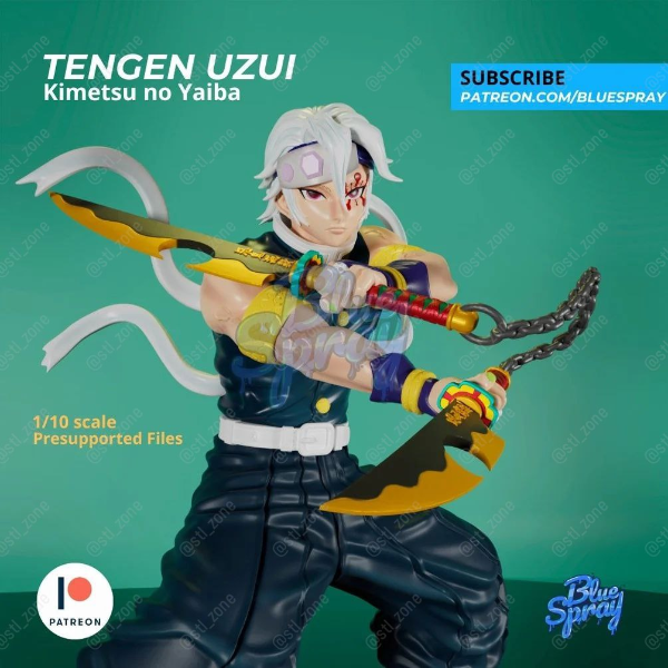 Blue Spray Tengen Uzui 3D Print Model STL file | Inspire Uplift