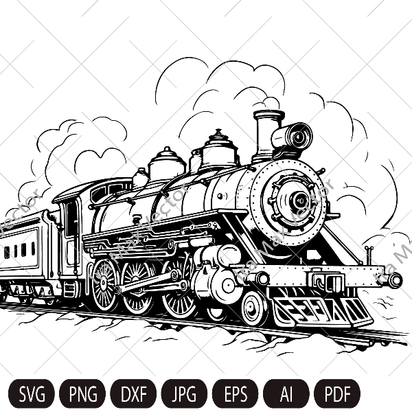 Steam locomotive vintage / Steam locomotive retro SVG/ Vinta | Inspire ...