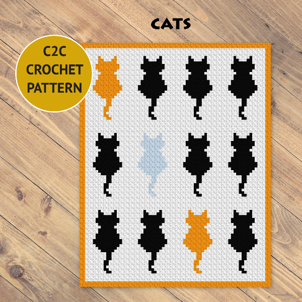 Cats c2c Crochet Blanket Pattern | PDF | Digital | Inspire Uplift